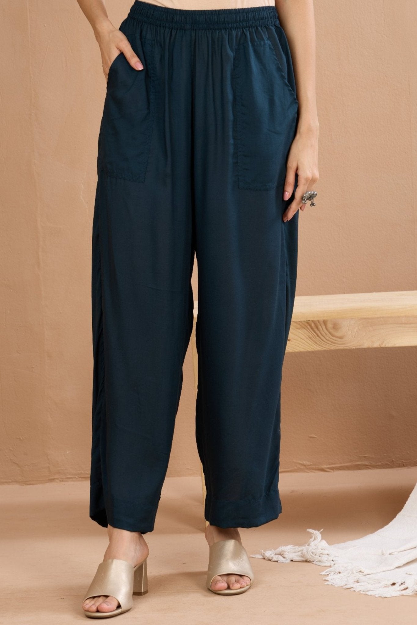 comfort fit modal pants - dark green - maati crafts