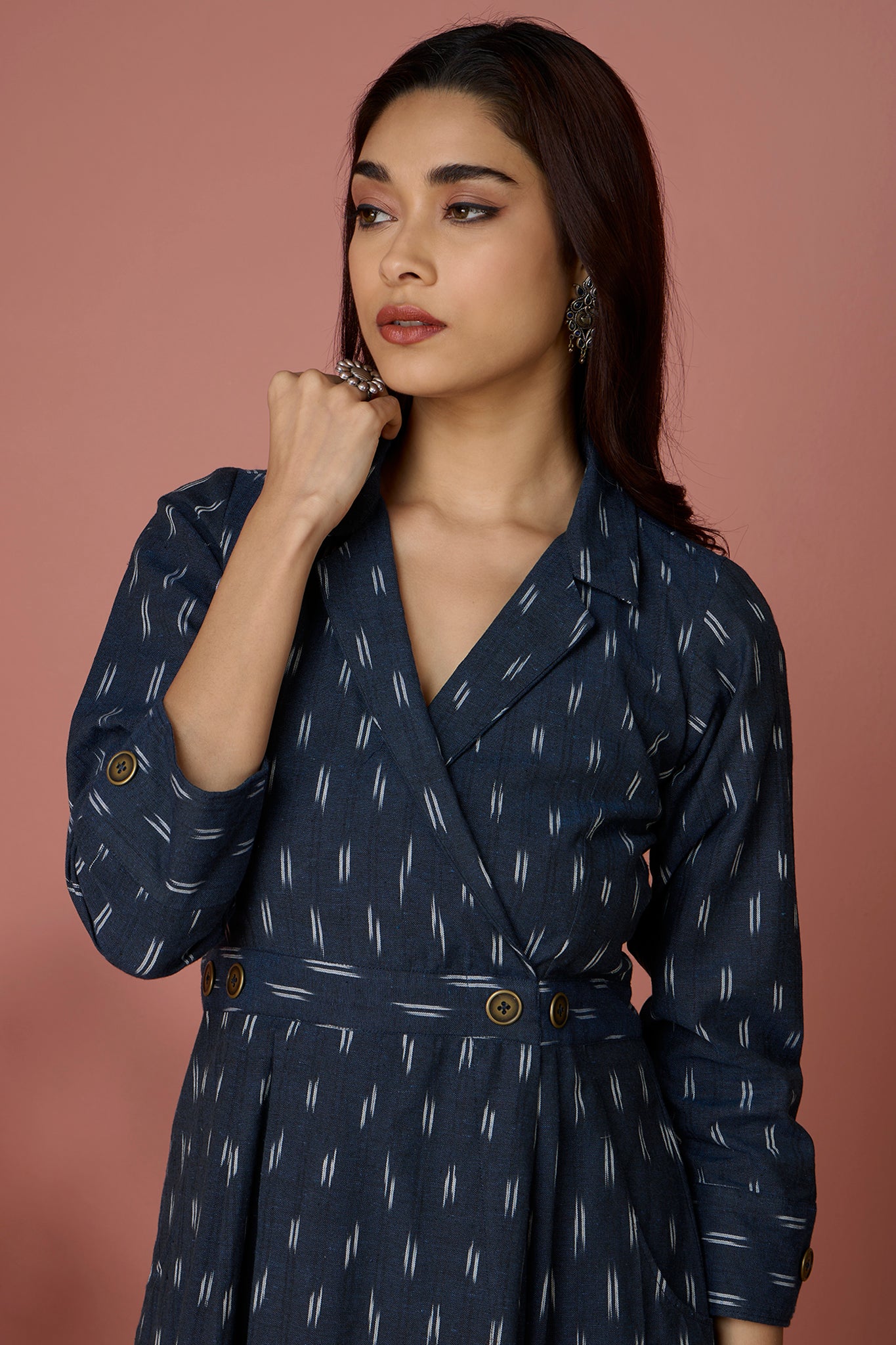 long trench dress - enigmatic azure & celestial horizon - maati crafts