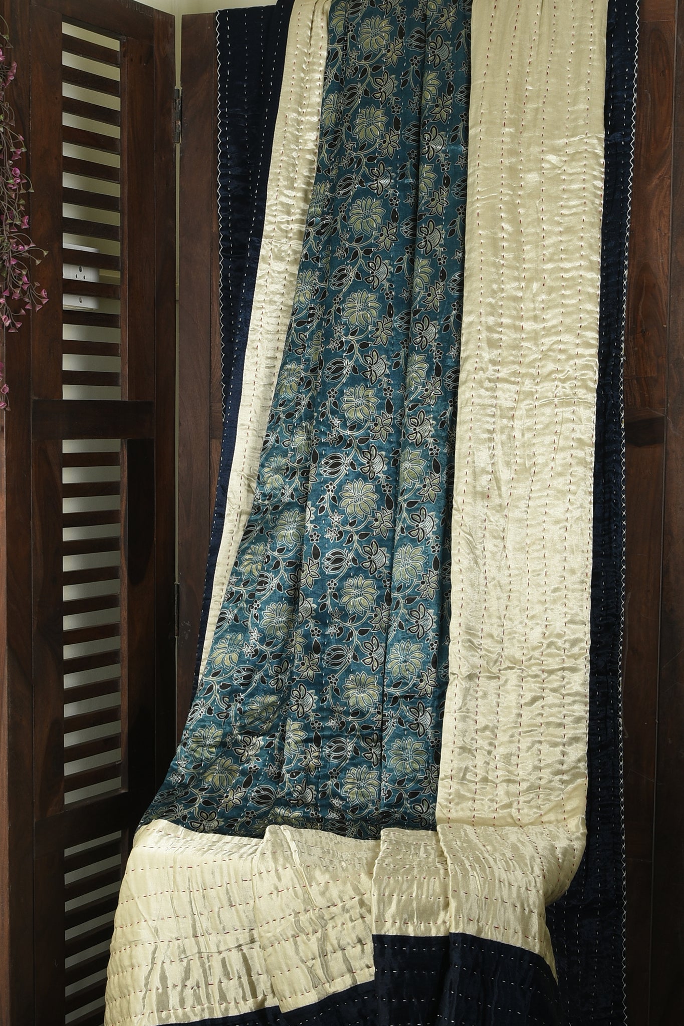 handcrafted reversible mashroo double quilt with filler - midnight nos ...