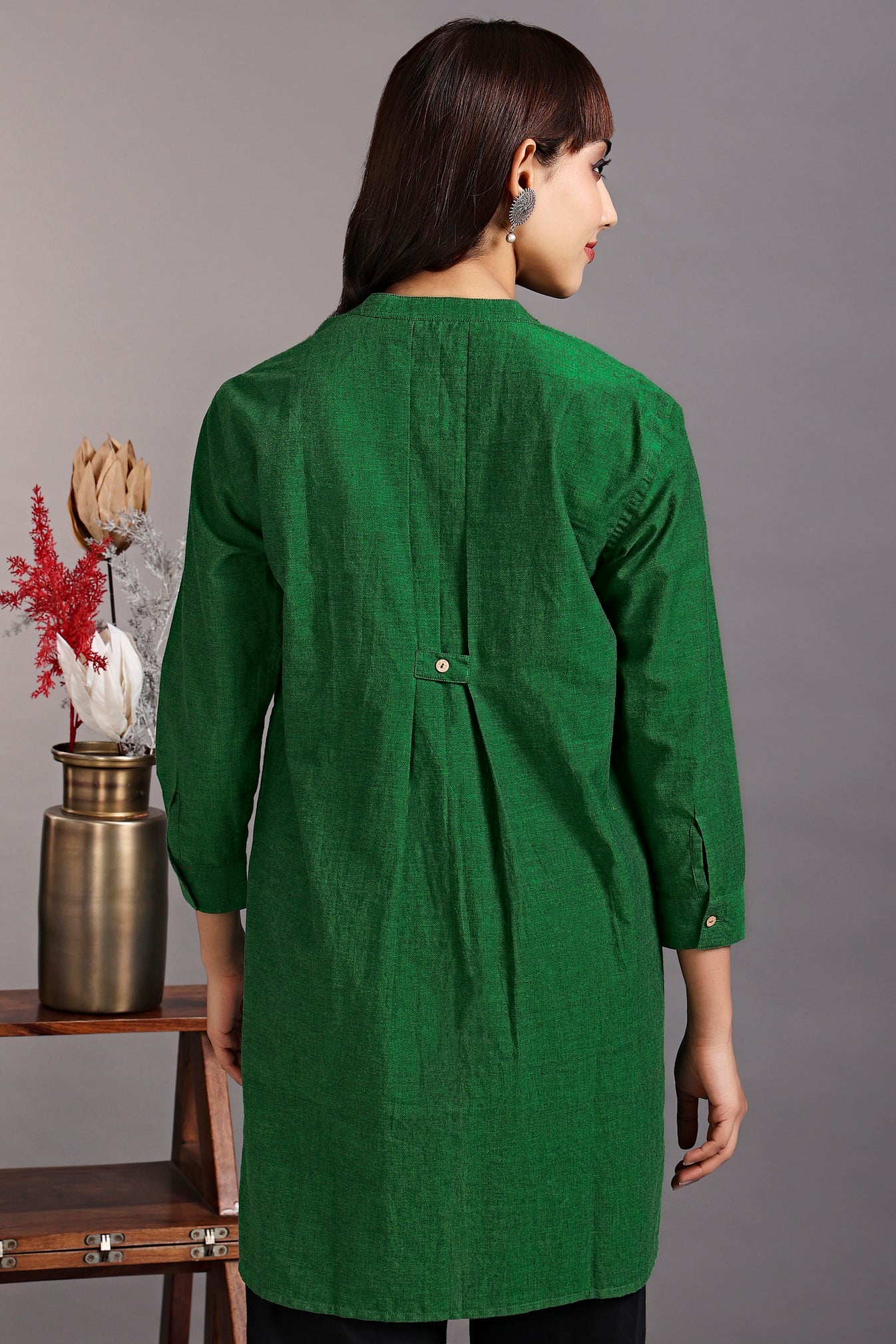 hi-low tunic - leafy mist & garden glory - maati crafts
