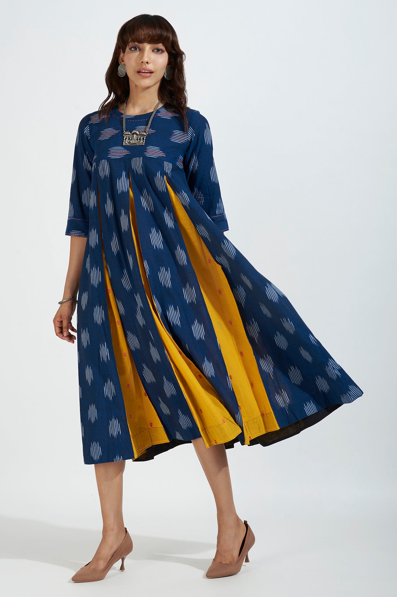 a-line dress - tea green & fantasy garden - maati crafts