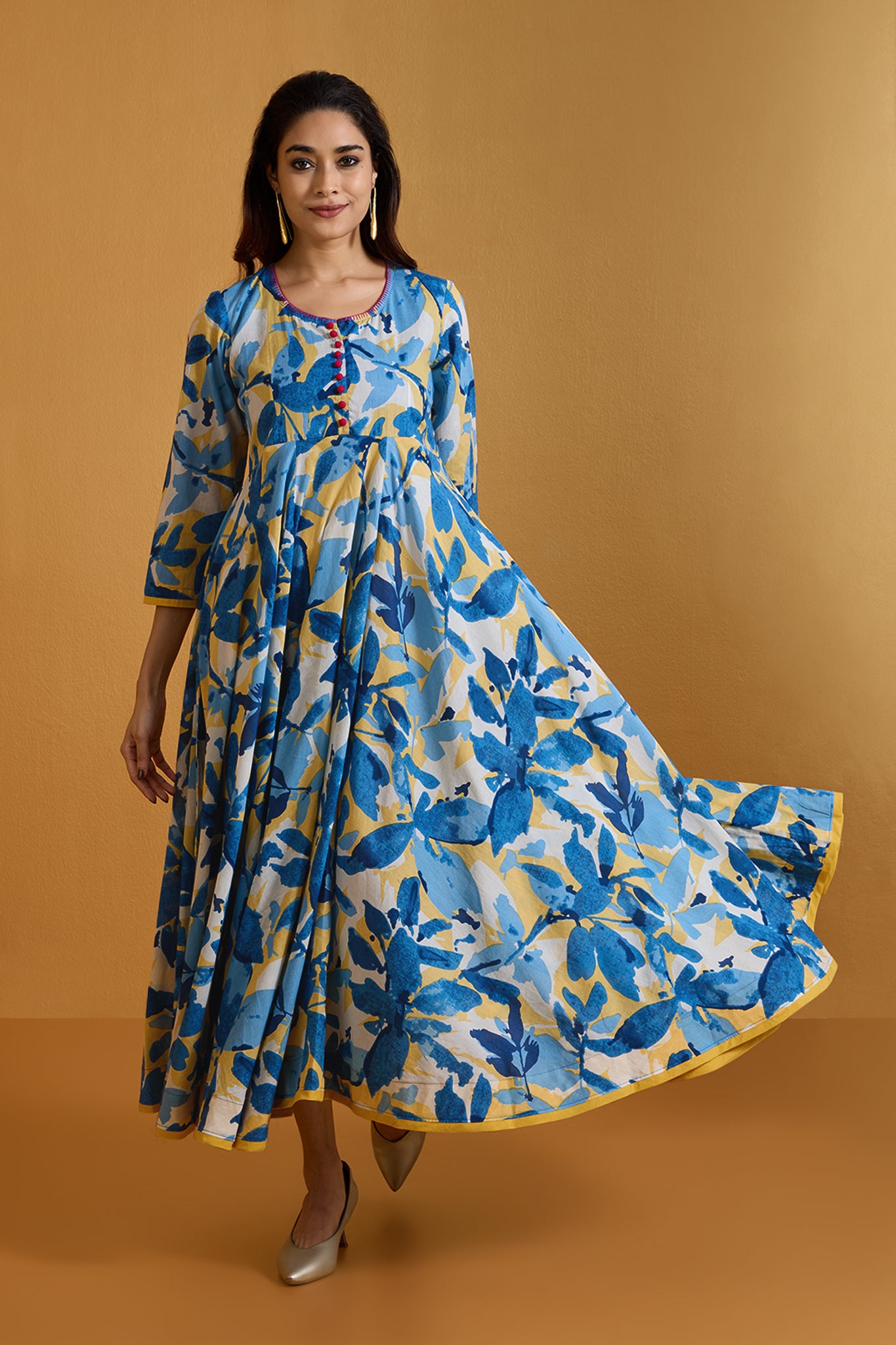 Sunlit Floral Reverie Long Swirl Dress - maati crafts
