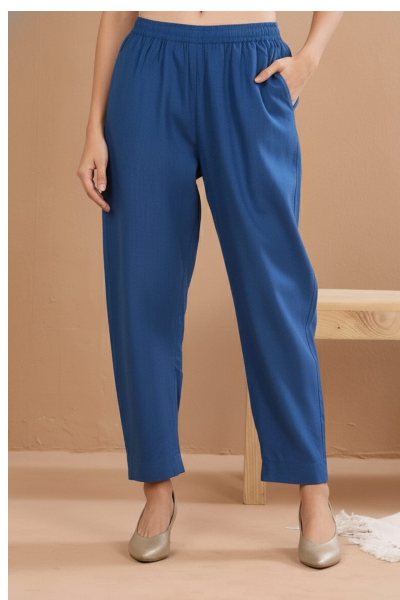 comfort fit cotton pants - rich blue south cotton - maati crafts