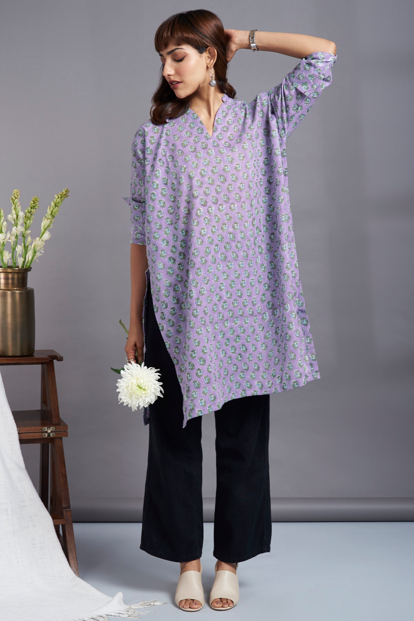 modal silk kimono kaftan dress - ivory splendor & decadent madder ...