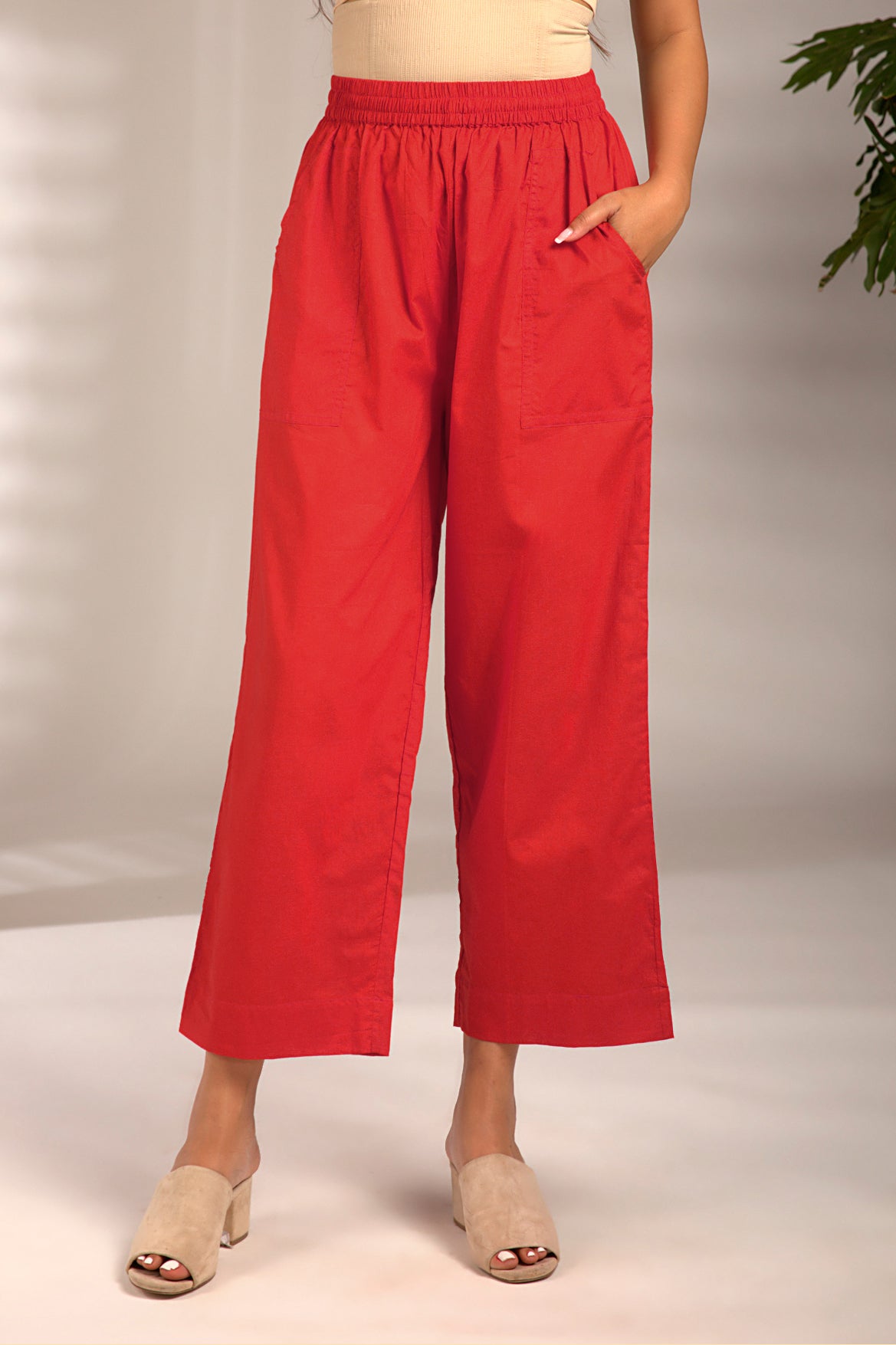 comfort fit cotton pants - deep orange - maati crafts