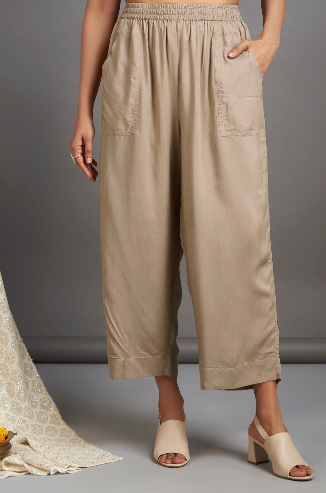comfort fit pants - almond modal - maati crafts
