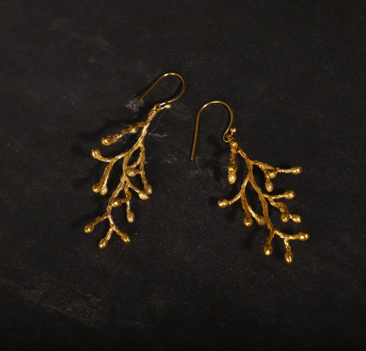 jewelry - berserk - gold plated vine cluster loops - maati crafts